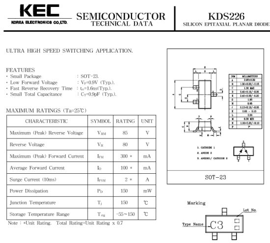 KDS226 ULTRA HIGH SPEED SWITCHING Diode : 네이버 블로그