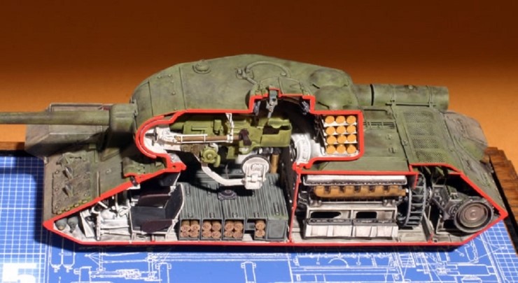 T-34/85 전차 플라스틱 모델의 중앙 절단 내부 - T-34/85 Tank Plastic Models a midship ...